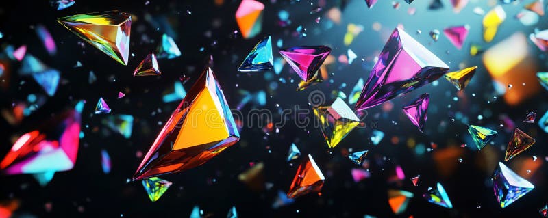 Vibrant Rainbow Crystal Triangles Abstract High Quality Image Stock ...