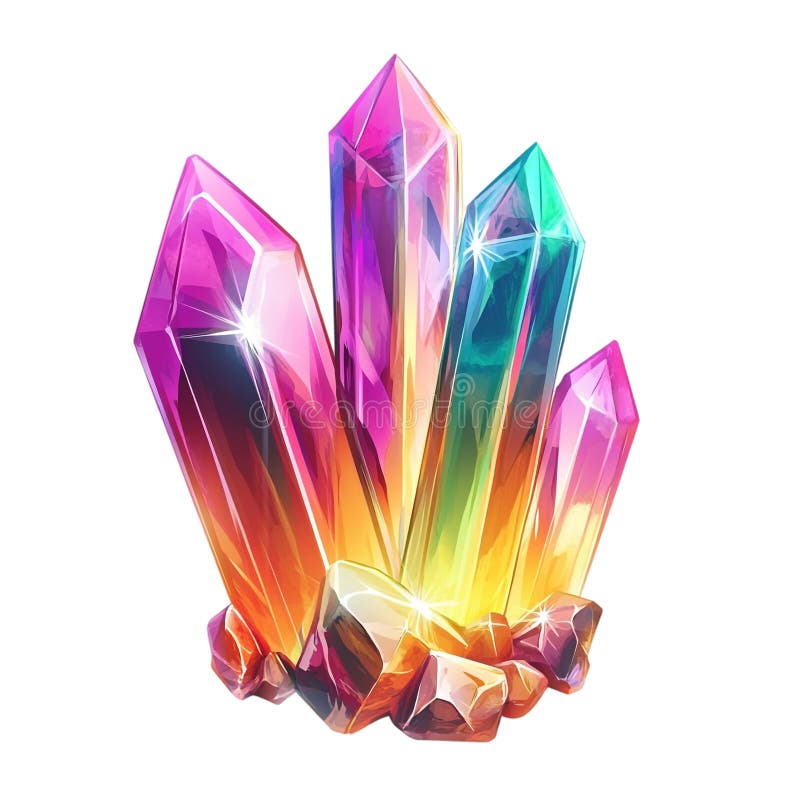 Vibrant Rainbow Crystals Glowing Intensely Magical Fantasy Stock Image ...