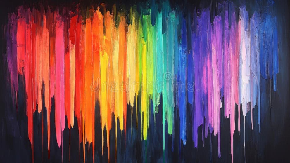 Vibrant Rainbow Dripping Paint Abstract Art Stock Illustration ...