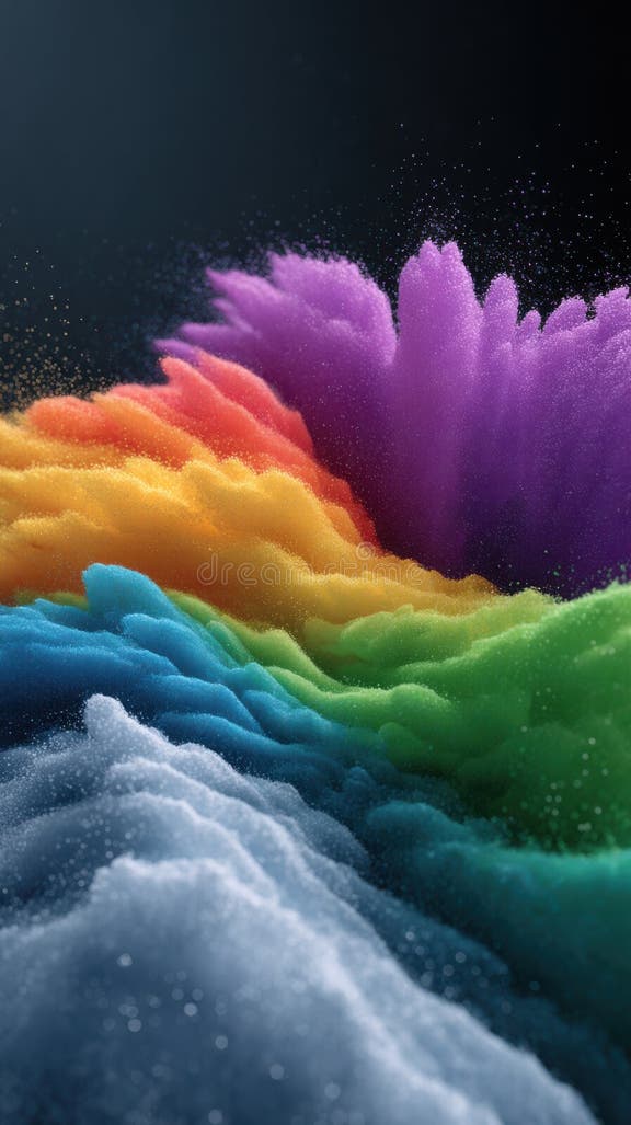 Vibrant Rainbow Dust Explosion on Dark Backdrop - Abstract Colored ...