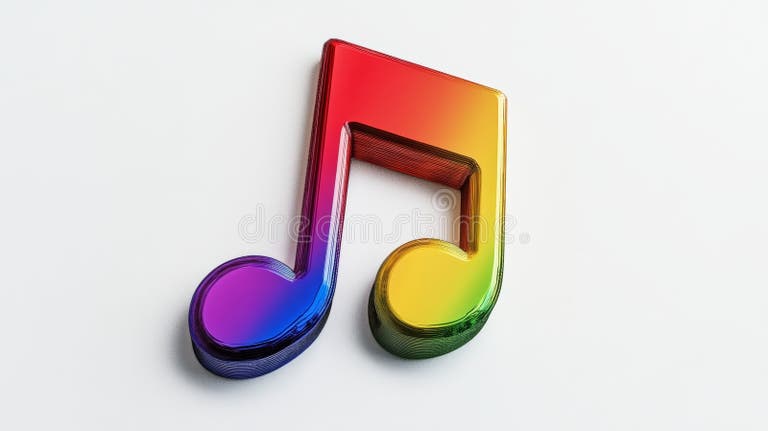 Vibrant Rainbow Eighth Note a 3D Rendered Musical Icon on a Clean White ...
