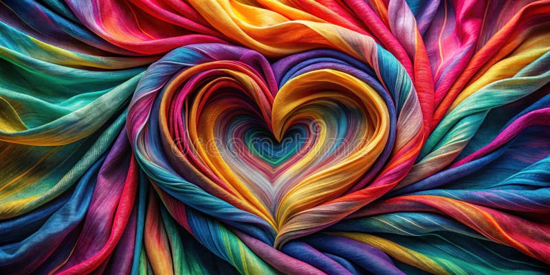 Vibrant Rainbow Fabric Draped in a Heart Shape Design. Generative AI ...