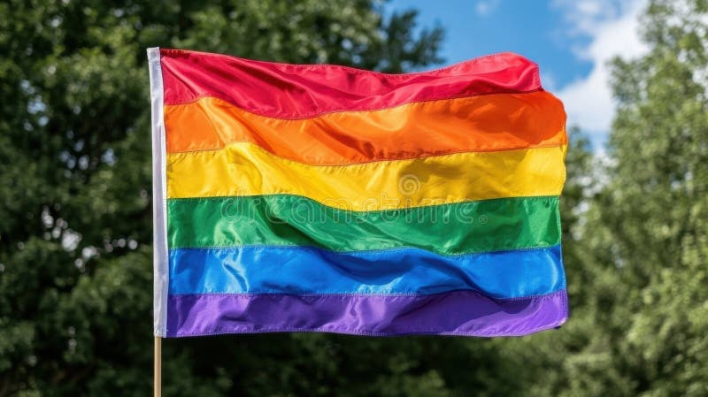 Vibrant Rainbow Flag Waving in the Wind Stock Illustration ...