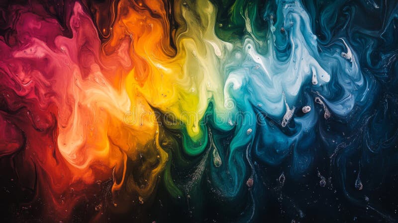 Vibrant Rainbow Fluid Abstract Art Background Stock Illustration - Illustration of marbling ...