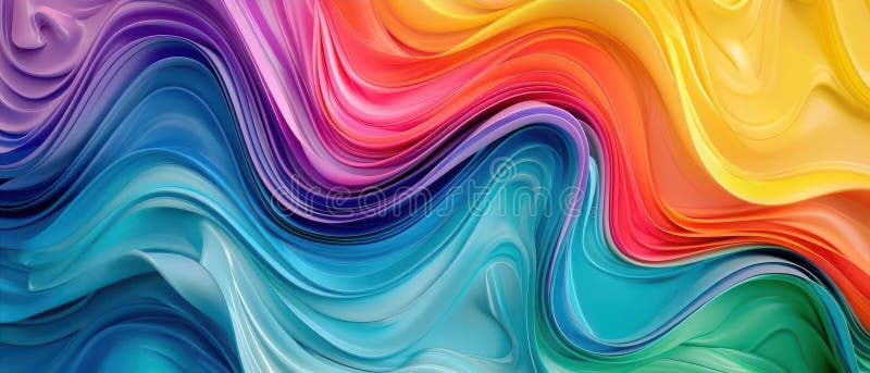 Vibrant Rainbow Fluid Waves in Motion, Creating a Stunning Abstract ...