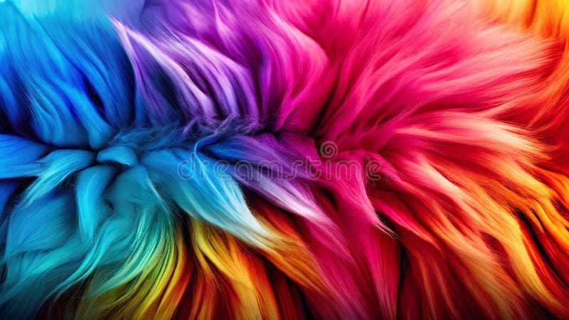 Vibrant Rainbow Fluffy Soft Fur Texture with Smooth Color Transitions ...