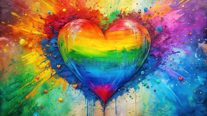 Vibrant Rainbow Heart Exploding with Color and Joy. Generative AI Stock ...
