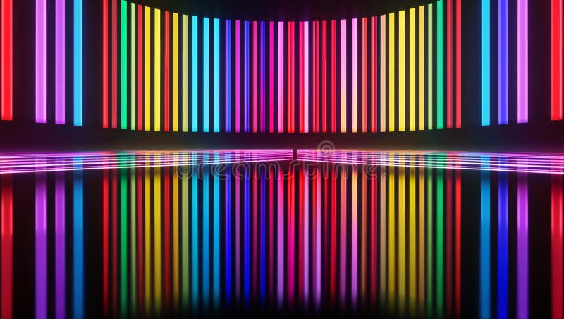 Vibrant Rainbow Hues in Rhythmic Alignment Mirrored on Surface Stock ...