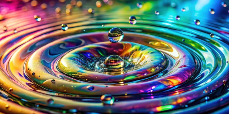 Vibrant Rainbow Hues of a Water Drop Impacting a Liquid Surface ...