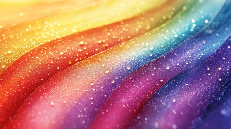 Vibrant Rainbow Hues with Water Drops Texture Stock Illustration ...