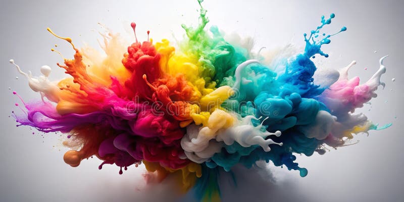 Vibrant Rainbow Ink Exploding in a Colorful Cloud of Hues. Generative ...