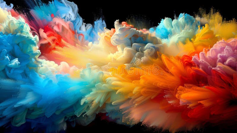 Vibrant Rainbow Ink Explosion in Water Stock Illustration ...