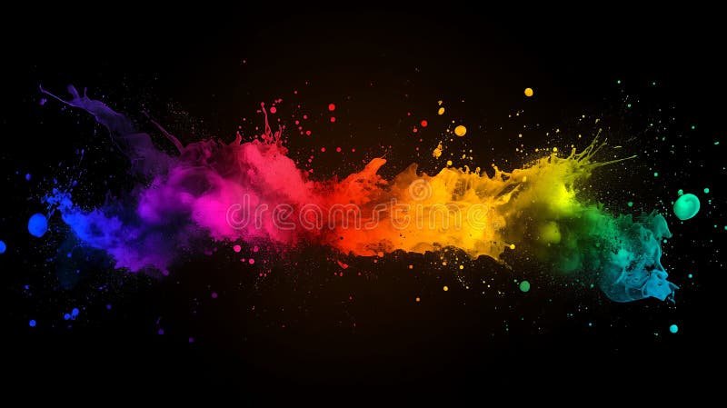 Vibrant Rainbow Ink Splashes Abstract Background Colorful Paint ...