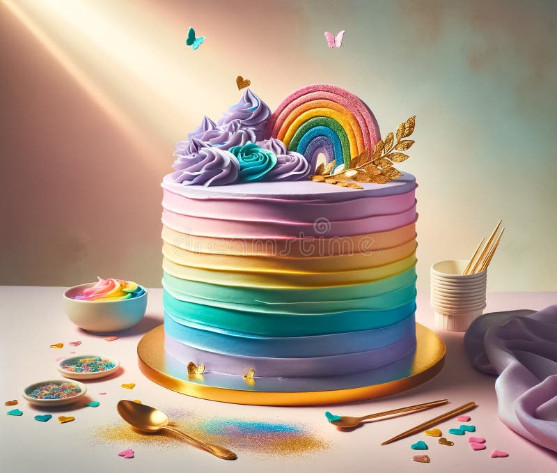 Vibrant Rainbow Layer Cake Celebrating LGBT Pride and Joy Stock Image ...