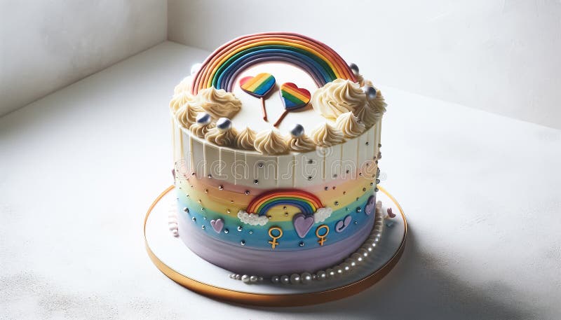 Vibrant Rainbow Layer Cake Celebrating LGBT Pride and Joy Stock Photo ...