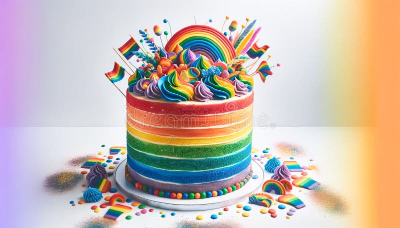 Vibrant Rainbow Layer Cake Celebrating LGBT Pride and Joy Stock Photo ...