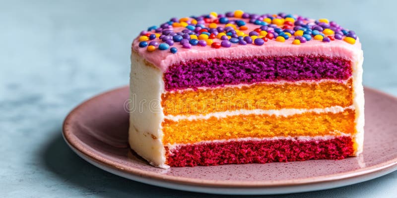 Vibrant Rainbow Layer Cake Slice: a Delightful Sweet Treat Highlighting ...