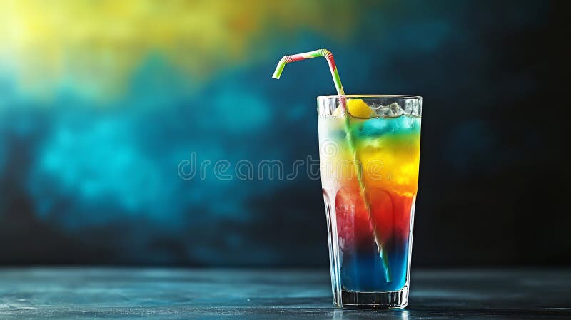 Vibrant Rainbow Layered Mocktail with Fresh Fruit Juices in a ...