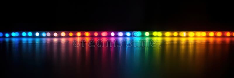 Vibrant Rainbow Led Lights Reflection on Dark Surface Depicts Colorful ...