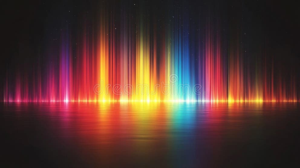 Vibrant Rainbow Light Beams Reflecting on Dark Surface Stock ...