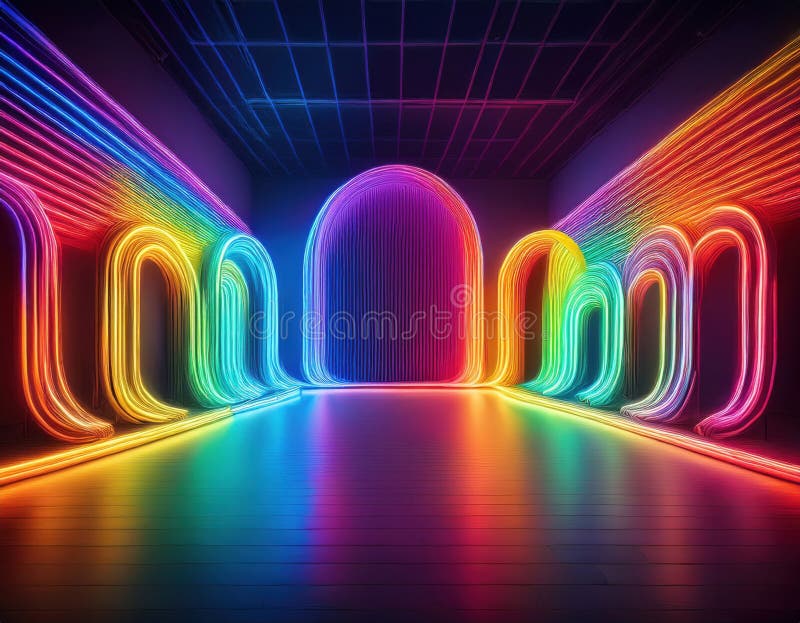 Vibrant Rainbow Light Installation Celebrating Diversity Stock Photo ...