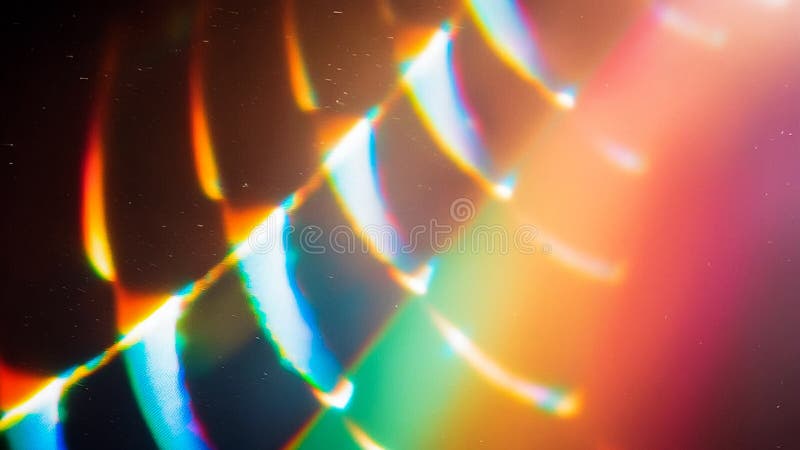 Vibrant Rainbow Light Overlay, Abstract Prism Reflection on Dark ...