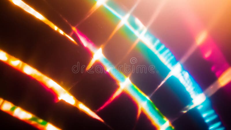 Vibrant Rainbow Light Overlay, Abstract Prism Reflection on Dark ...