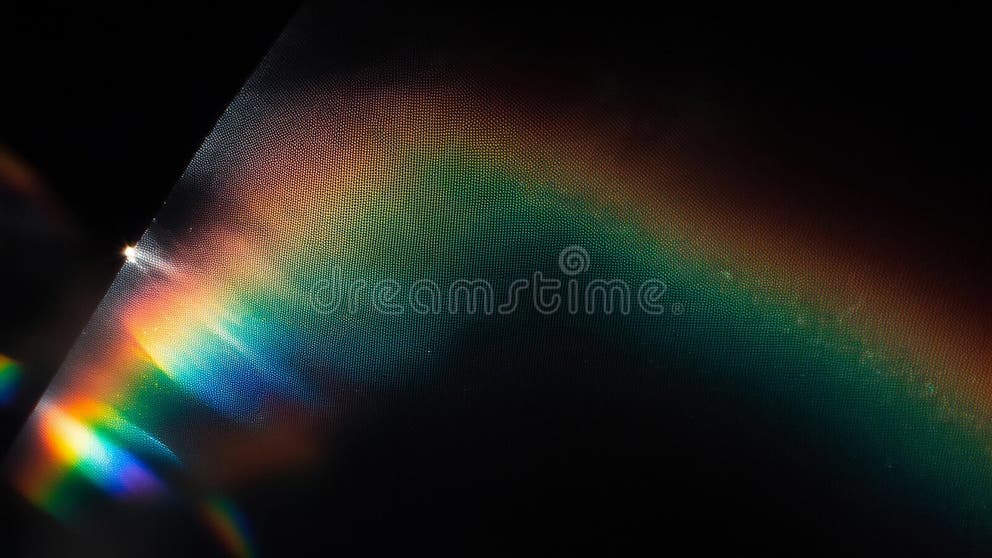 Vibrant Rainbow Light Overlay, Abstract Prism Reflection on Dark ...