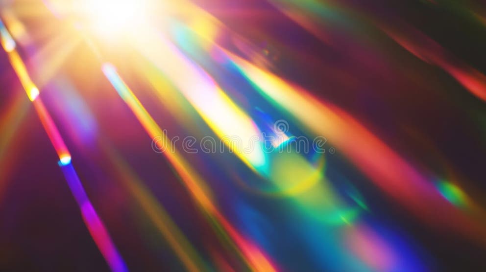 Vibrant Rainbow Light Rays on Dark Background Stock Illustration ...