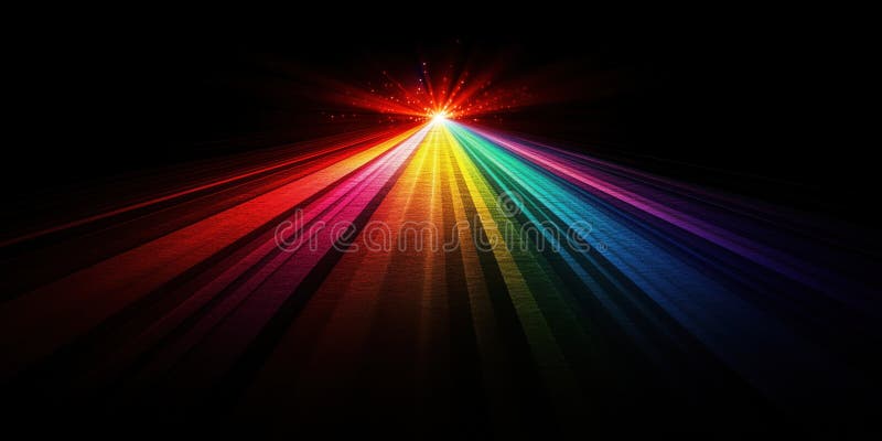Vibrant Rainbow Light Spectrum Radiating Central Point Dark Background ...