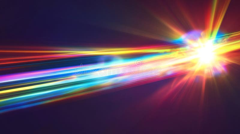 Vibrant Rainbow Light Streaks and Starburst Explosion Stock ...
