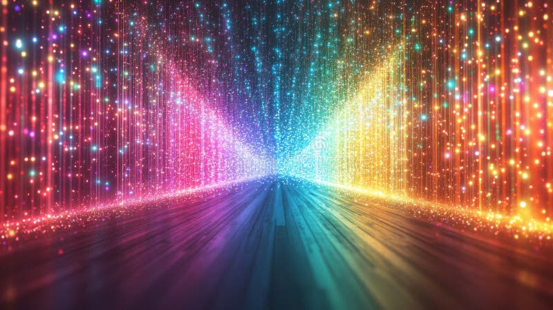 Vibrant Rainbow Lights Path Sparkling Glitter Background Stock ...