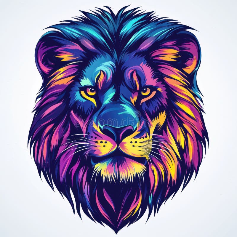 Vibrant Rainbow Lion Head Majestic Abstract Art Stock Illustration ...