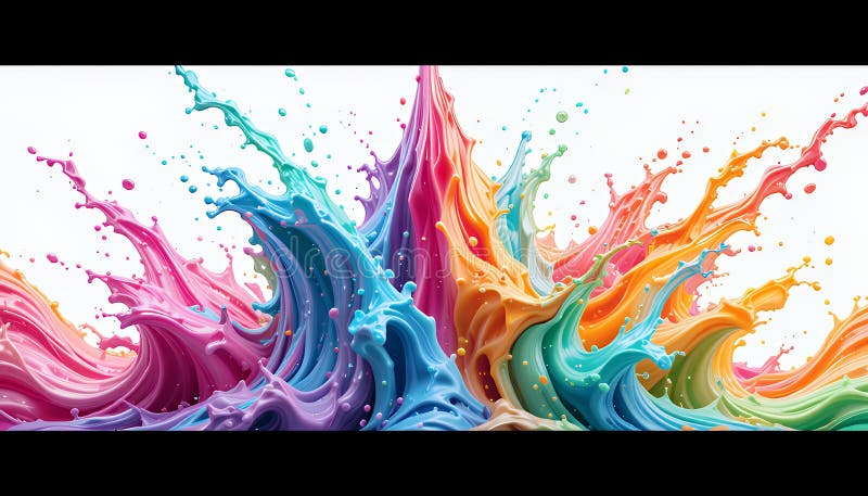 Vibrant Rainbow Liquid Neon Splash: Energetic Colorful Explosion on ...