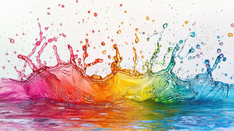 Vibrant Rainbow Liquid Splash Abstract Colorful Design Stock ...