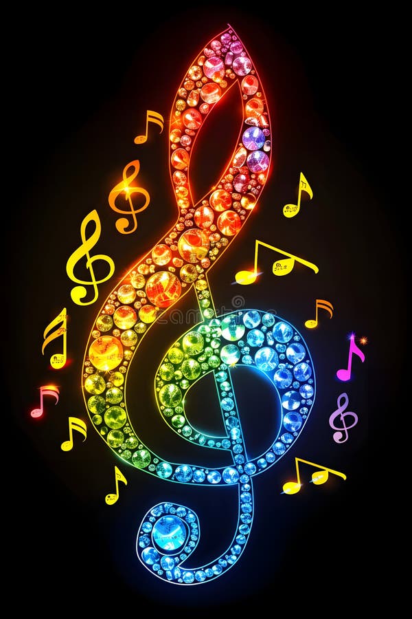 Vibrant Rainbow Music Note Art with Abstract Background, Perfect for a ...