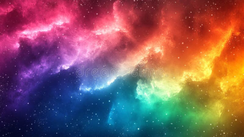 Vibrant Rainbow Nebula in Cosmic Space Stock Illustration ...