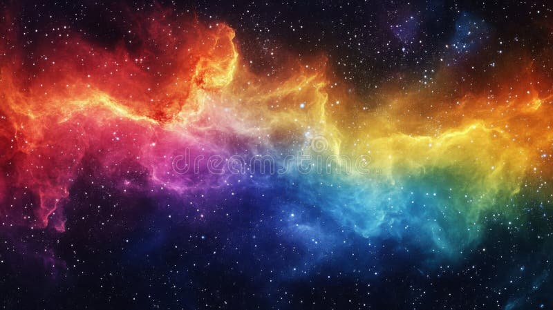 Vibrant Rainbow Nebula in Deep Space Stock Illustration - Illustration ...