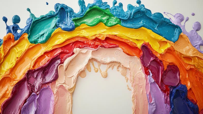 Vibrant Rainbow Oil Paint Palette on White Background Stock ...