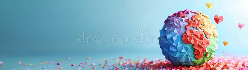 Vibrant Rainbow Origami Globe of Unity Stock Illustration ...