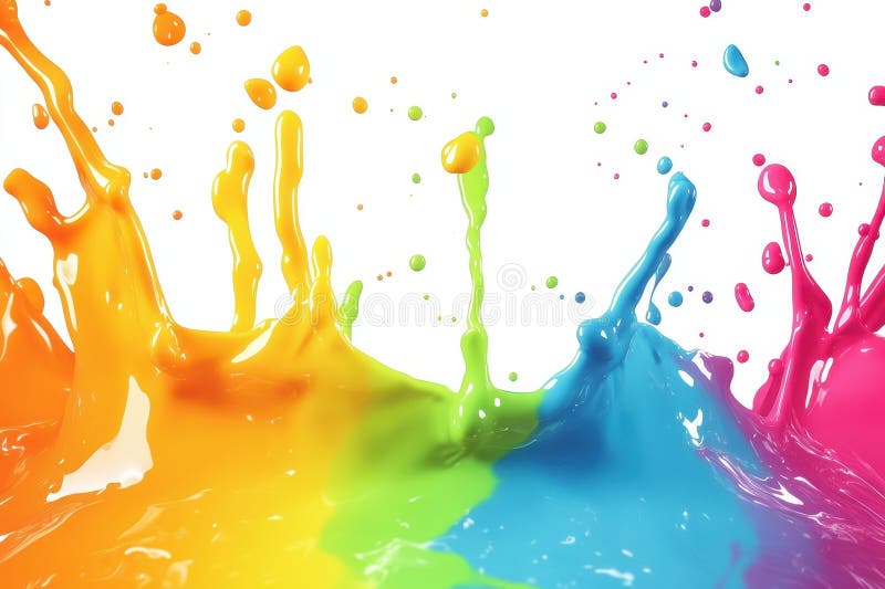 Vibrant Rainbow Paint Collision Creates Dynamic and Playful Splash ...