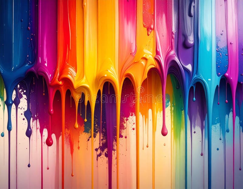 Vibrant Rainbow Paint Dripping Texture: Abstract Colorful Background ...
