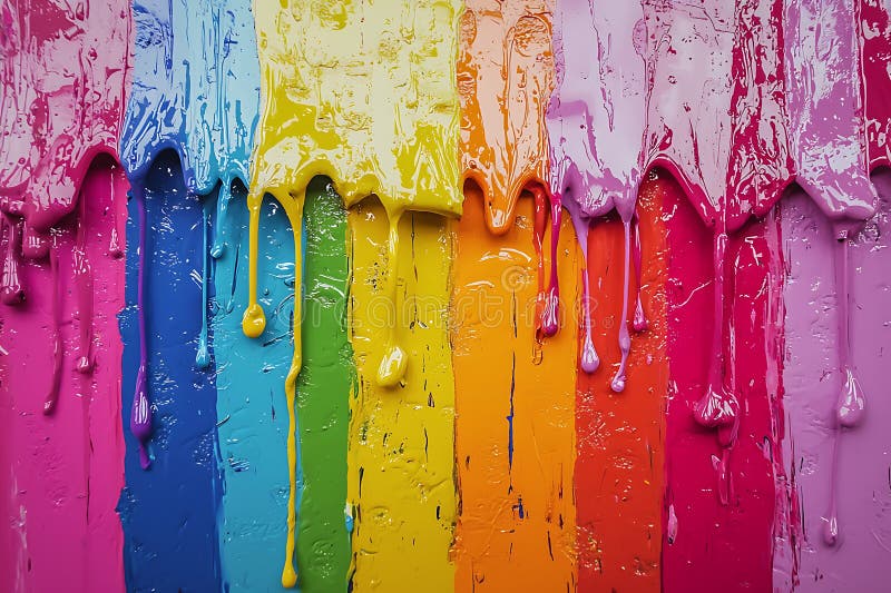 Vibrant Rainbow Paint Drips Abstract Colorful Background Stock ...