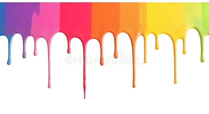 Vibrant Rainbow Paint Drips Against a White Background Stock Photo ...