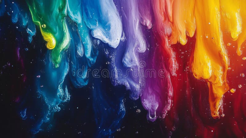 Vibrant Rainbow Paint Drips on Dark Background Stock Illustration ...