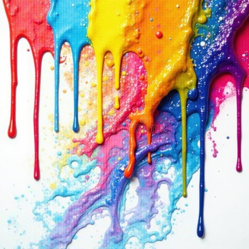 Vibrant Rainbow Paint Drips, Dynamic Flow, Isolated , Drip, Thick, Oil ...