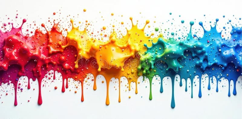 Vibrant Rainbow Paint Drips, Dynamic Splash Background, Shade ...