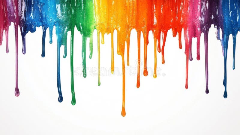 Vibrant Rainbow Paint Drips on White Background Stock Illustration ...