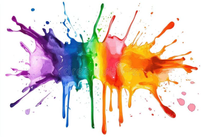 Vibrant Rainbow Paint Explodes in Splatter and Drips Stock Illustration - Illustration of ...