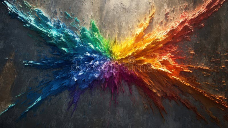Vibrant Rainbow Paint Explosion on Dark Background Stock Illustration ...